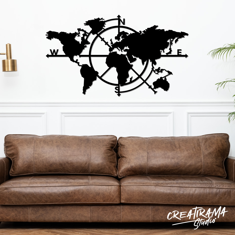 Compass World Map - Creatirama Studio